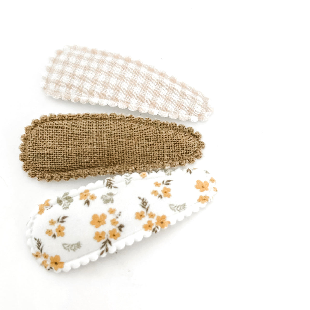 Brontë fabric snap clip trio – Butterfly Garden (for kids!)