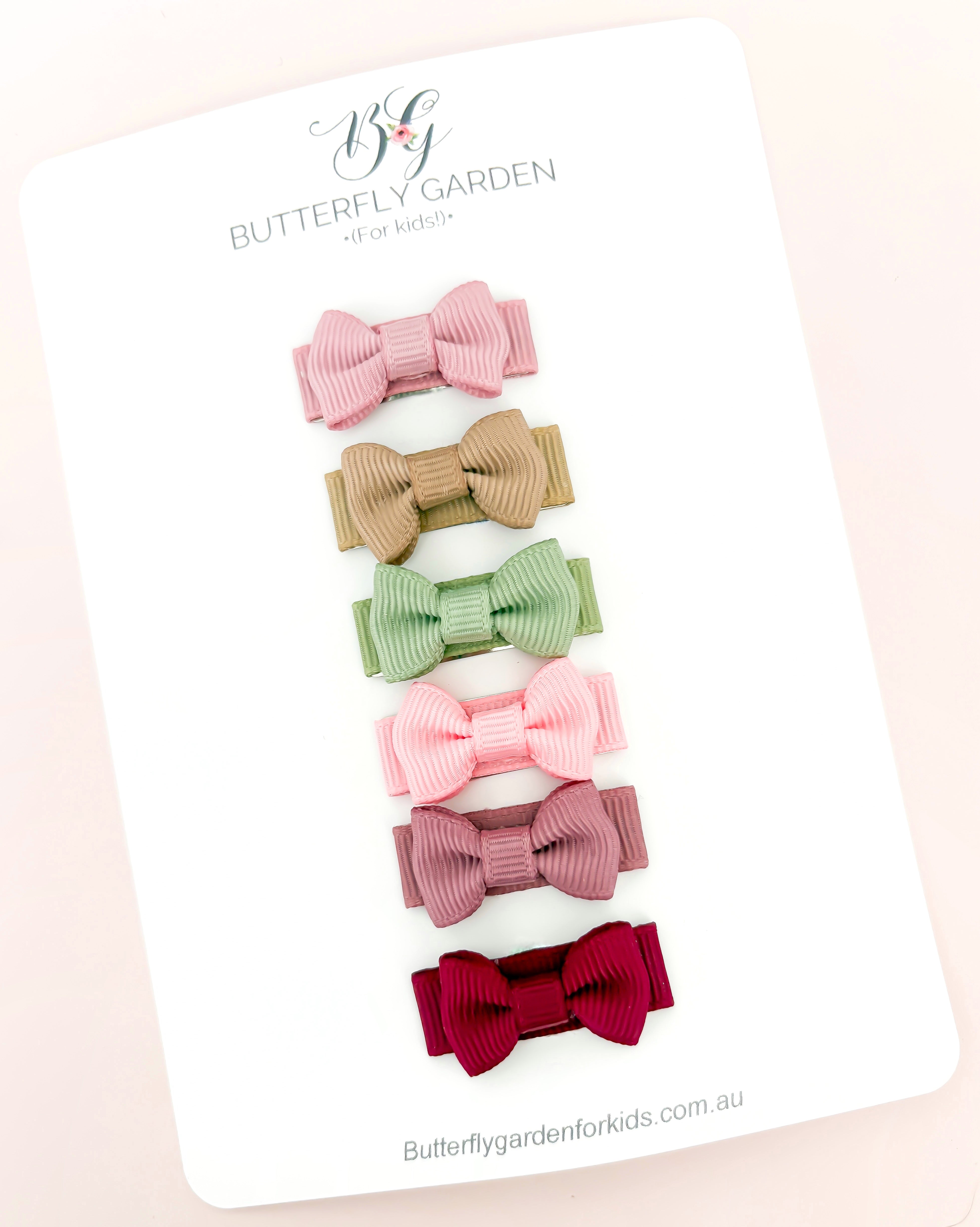Essentials Delicate Bow set x 6 baby nonslip clips – Butterfly Garden ...